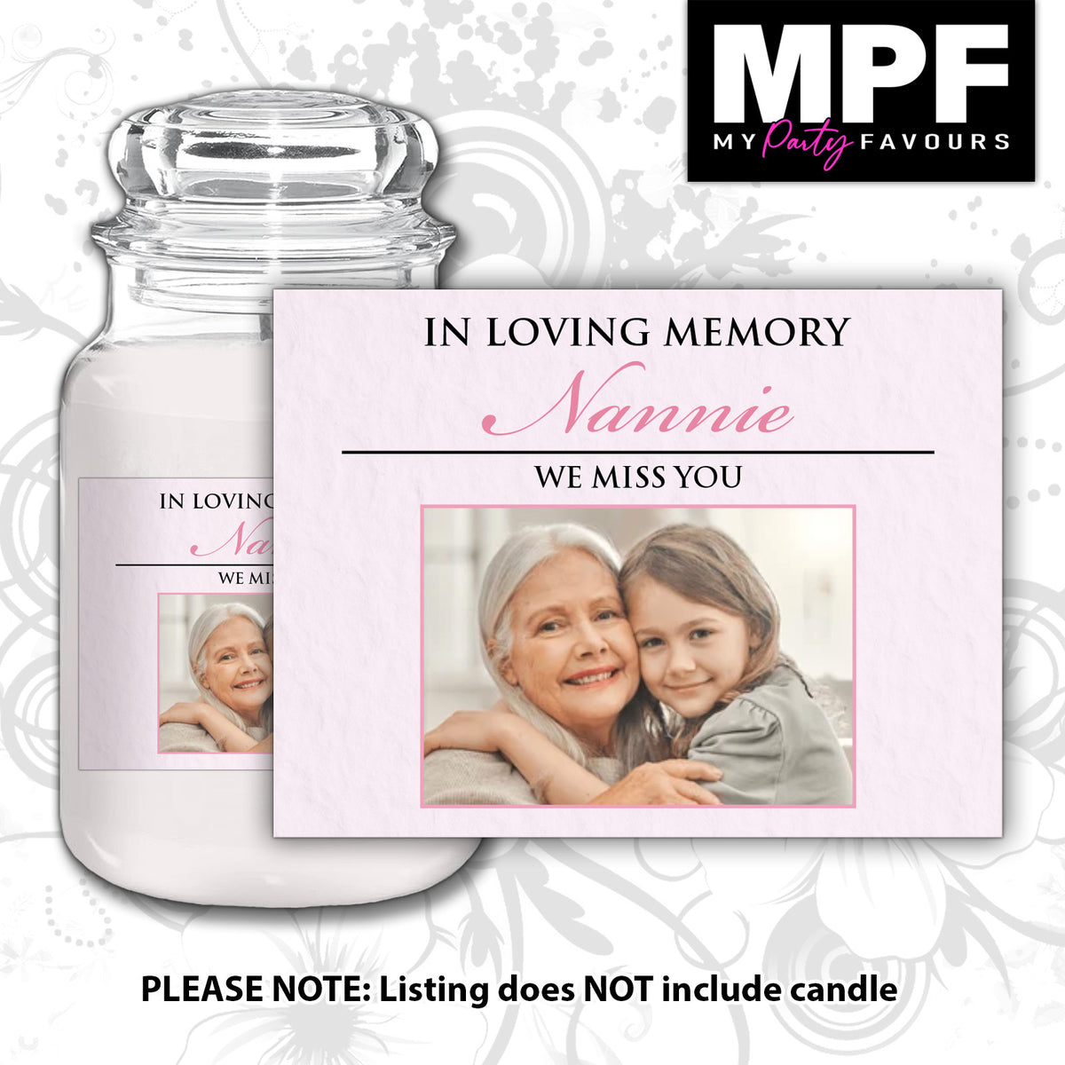 Personalised Memorial Photo Candle Label Sticker - In loving memory Fu ...