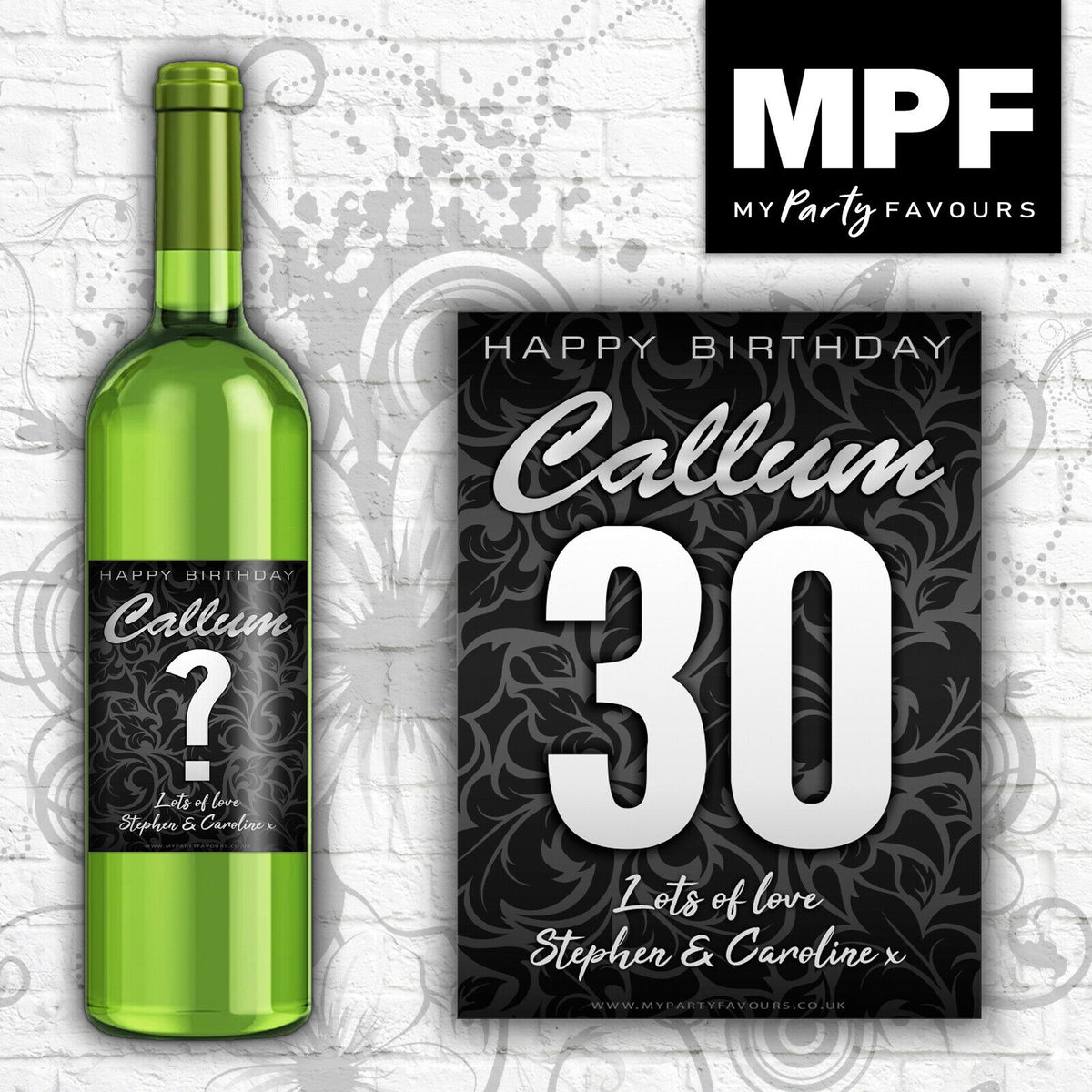 Personalised Birthday Wine Bottle Label - Any Name, Age & Message (sil ...